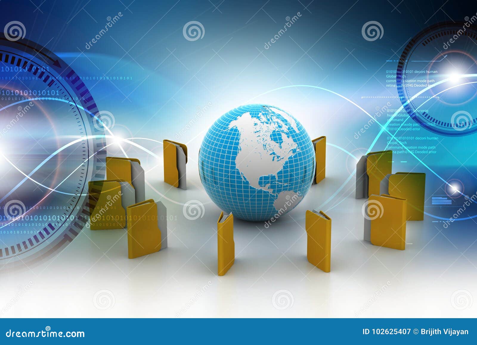 File Folders Rounded the Globe Stock Illustration - Illustration of ...