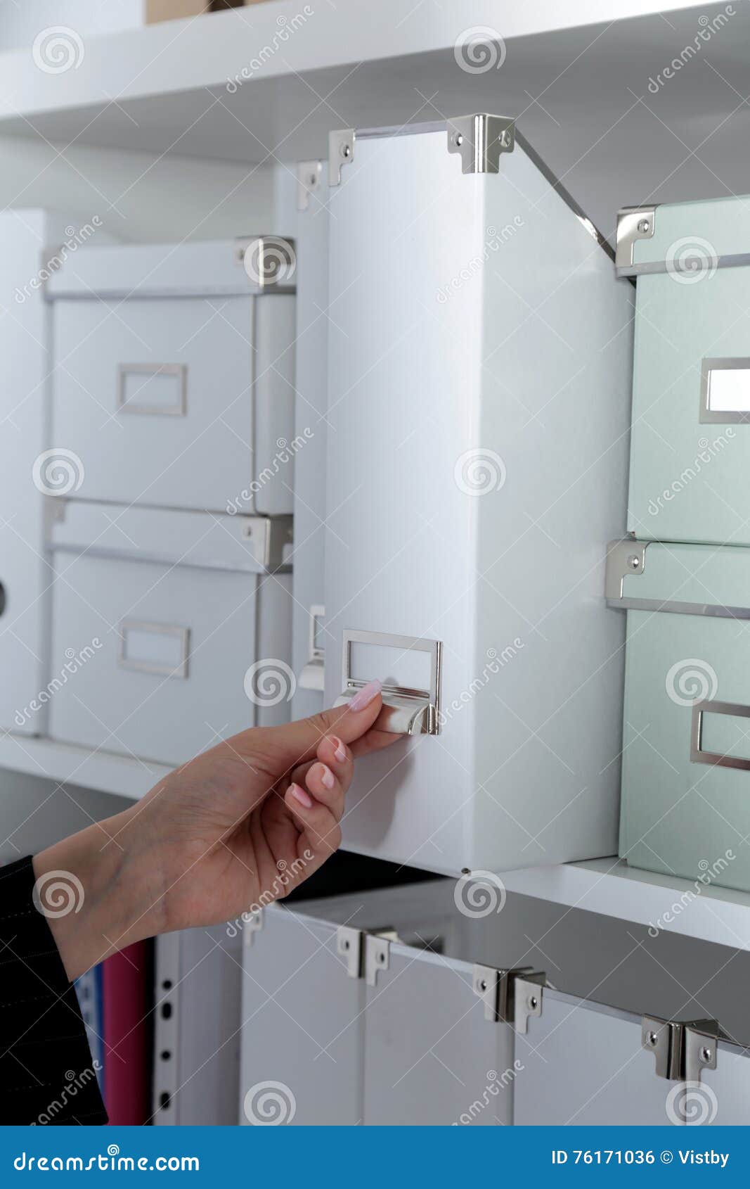 File Folders, Standing on Shelves in the Background Stock Photo - Image ...