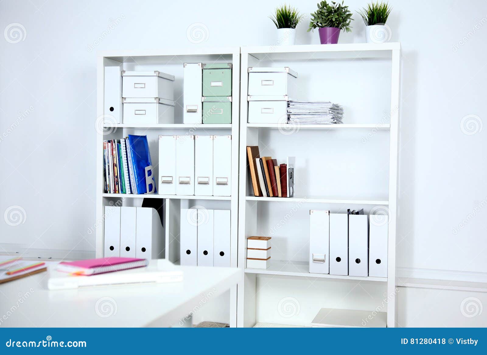 File Folders, Standing on the Shelves at Office. Stock Photo - Image of ...