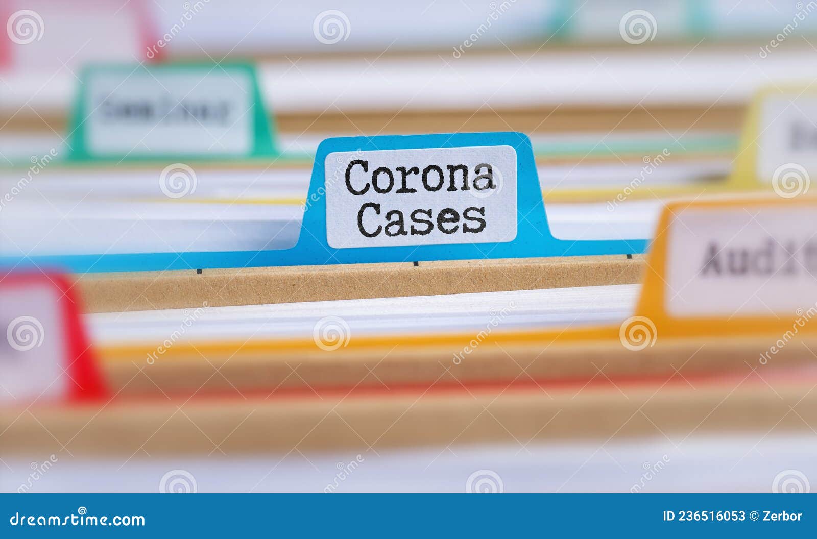 File Folders with a Tab Labeled Corona Cases Stock Image - Image of ...