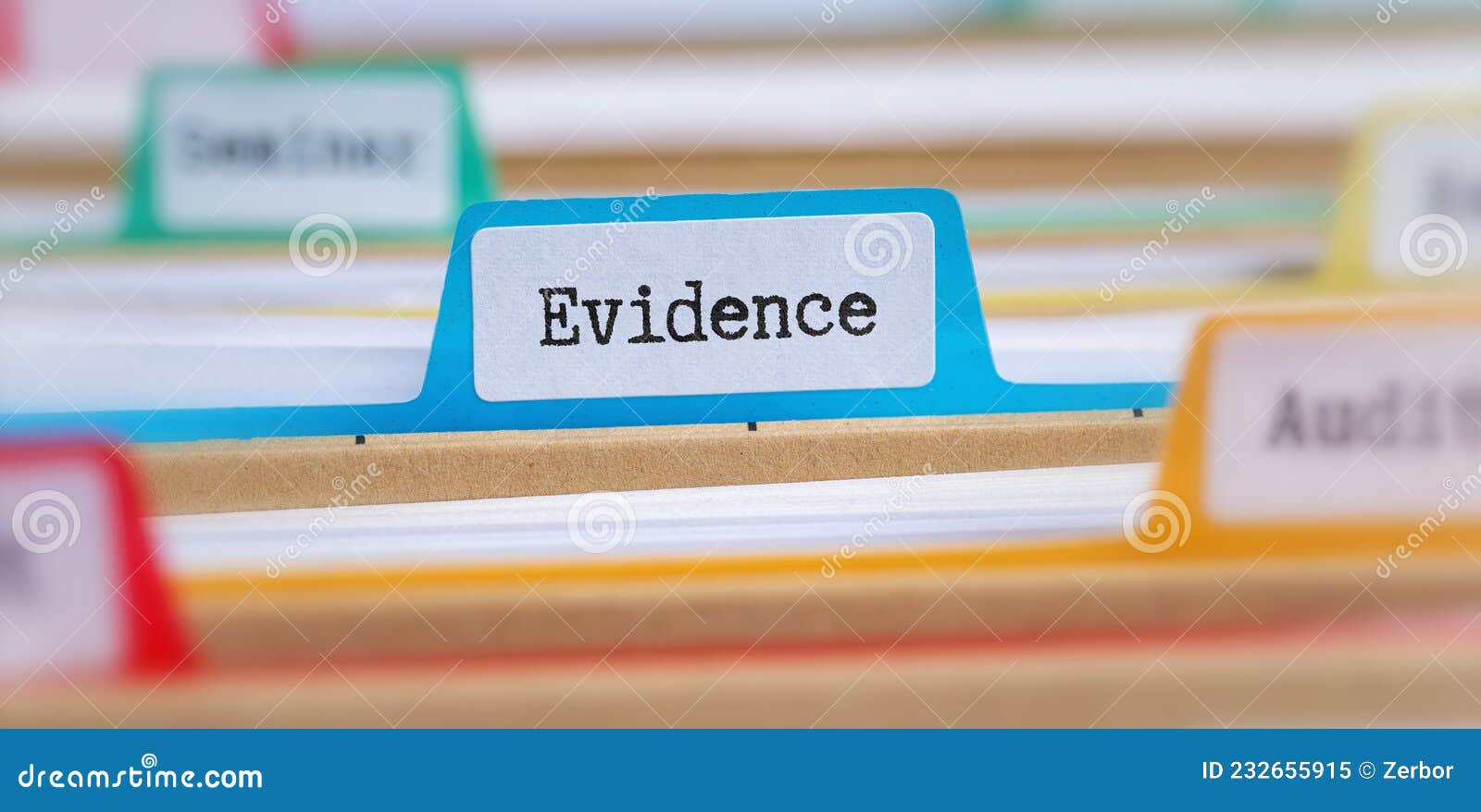 File Folders with a Tab Labeled Evidence Stock Image - Image of divider ...