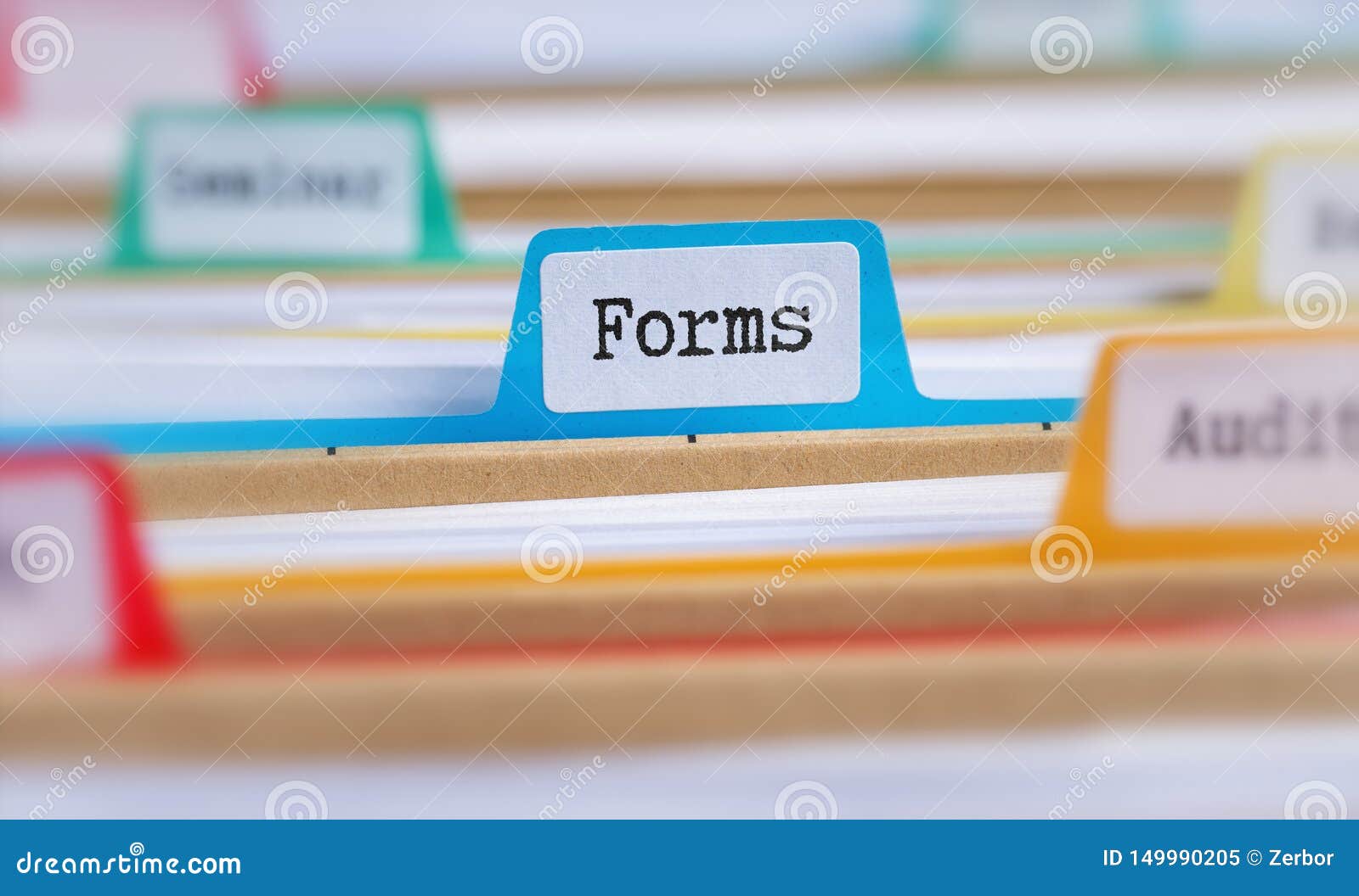 File Folders with a Tab Labeled Forms Stock Image - Image of forms ...