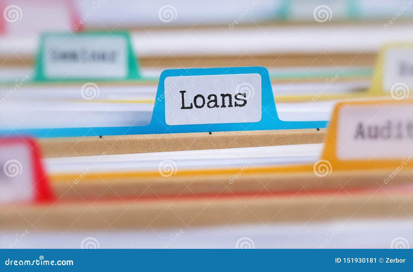 File Folders with a Tab Labeled Loans Stock Image - Image of bank ...