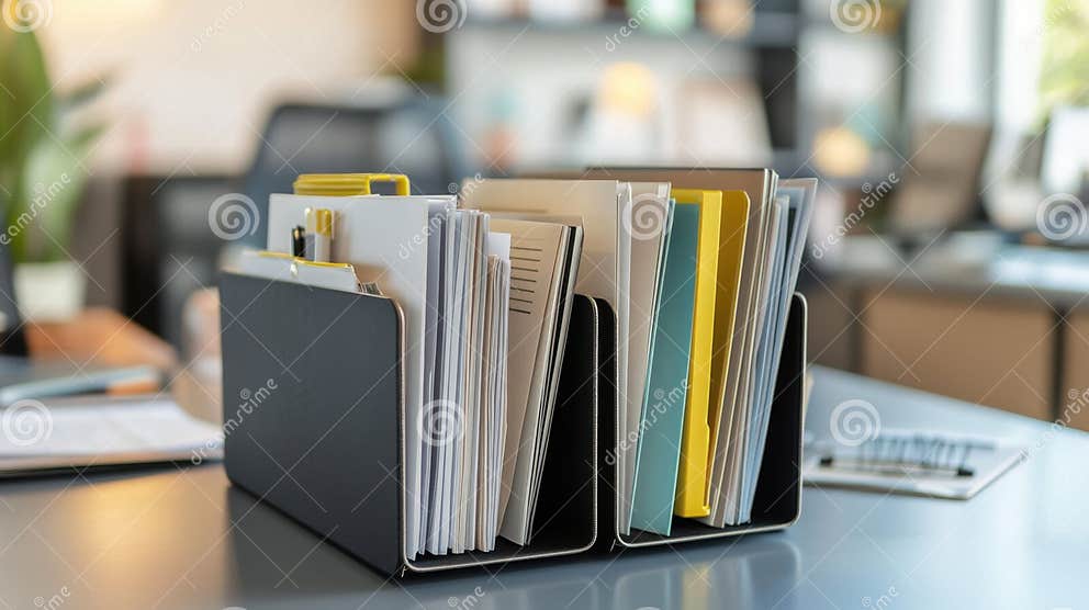 File Folders on the Table in the Office. Selective Focus Stock ...