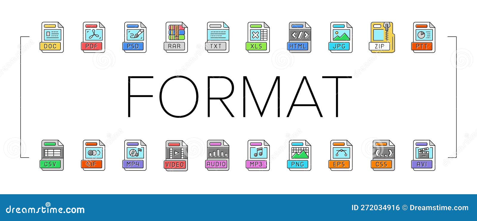File Format Document Icons Set Vector Stock Vector - Illustration of ...