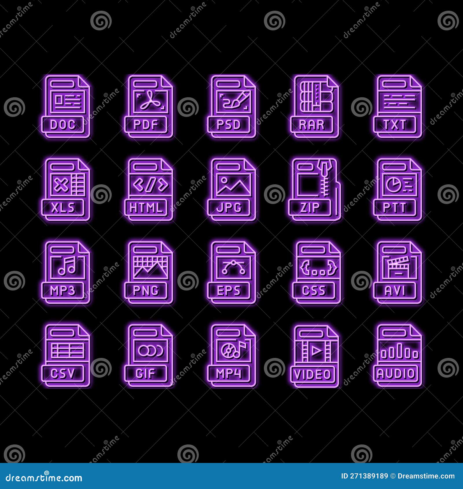 File Format Document Neon Glow Icon Illustration Stock Vector ...