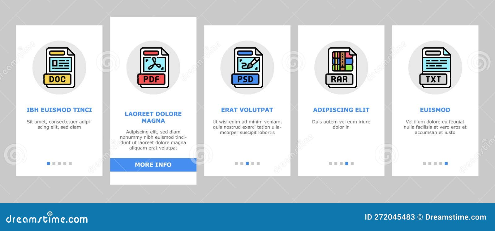 File Format Document Onboarding Icons Set Vector Stock Vector ...