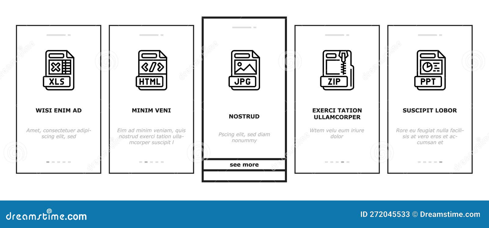 File Format Document Onboarding Icons Set Vector Stock Vector ...