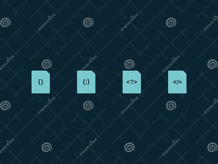 File Format Flat Icon Set. Css, Html, Js, Php Web Development File ...