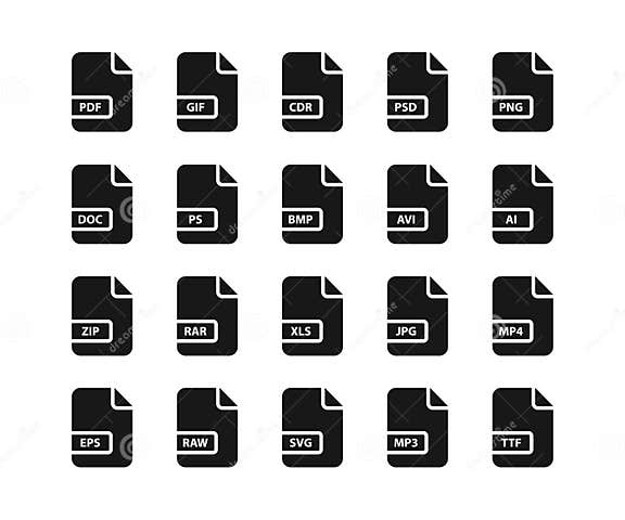 File Format Icon Set. File Type Icon Set. Format and Extension of ...