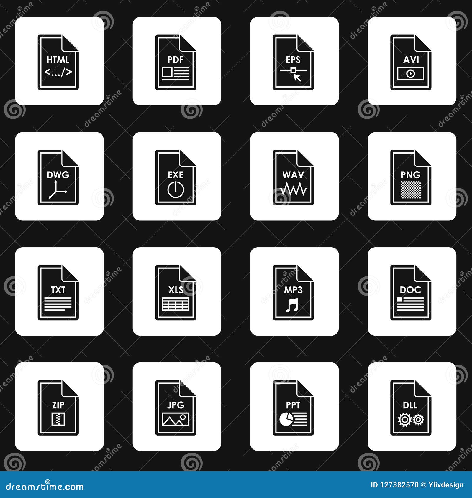 File Format Icons Set Simple Style Stock Illustration Illustration