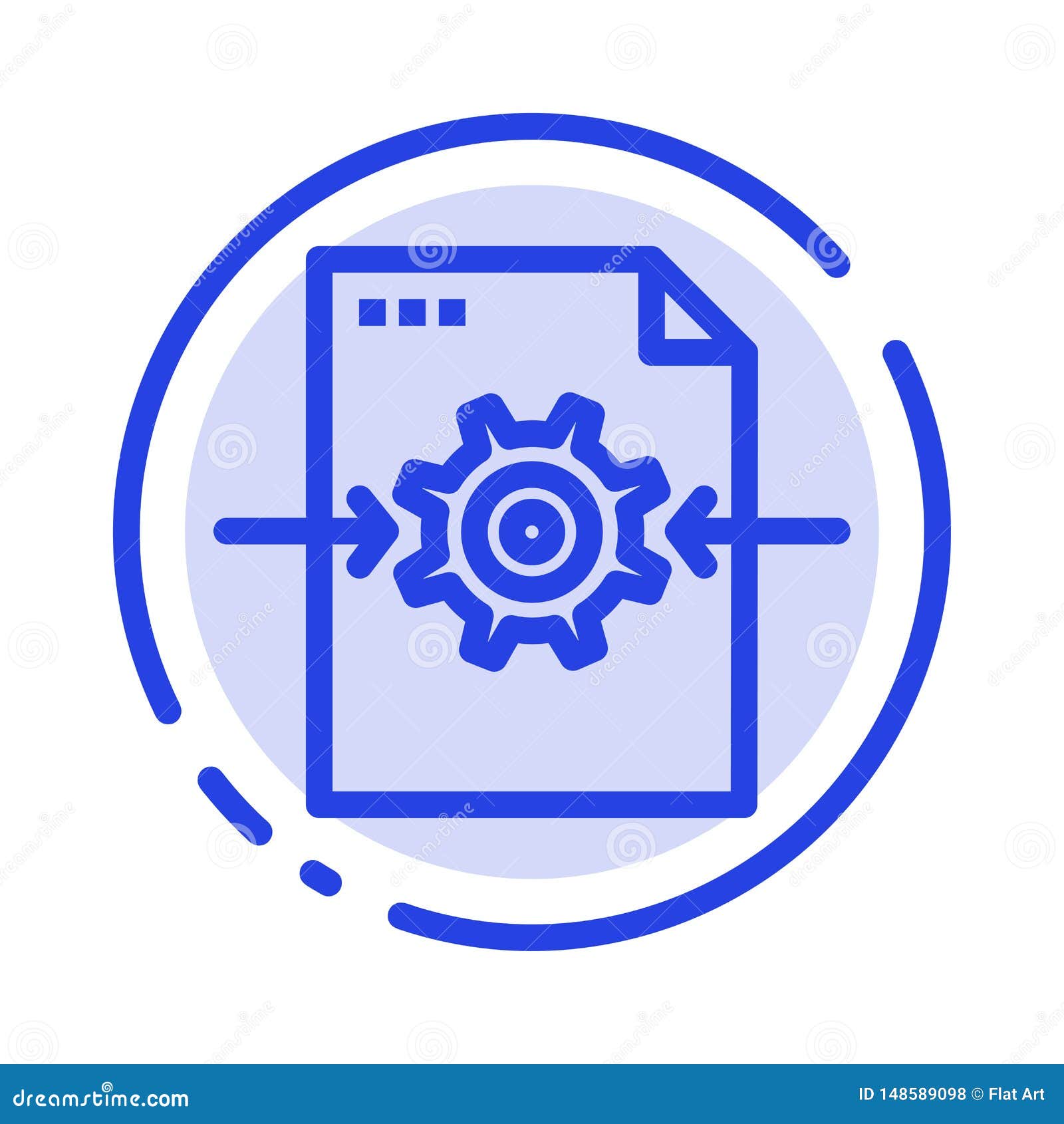 File, Gear, Setting, Arrow Blue Dotted Line Line Icon Stock Vector ...