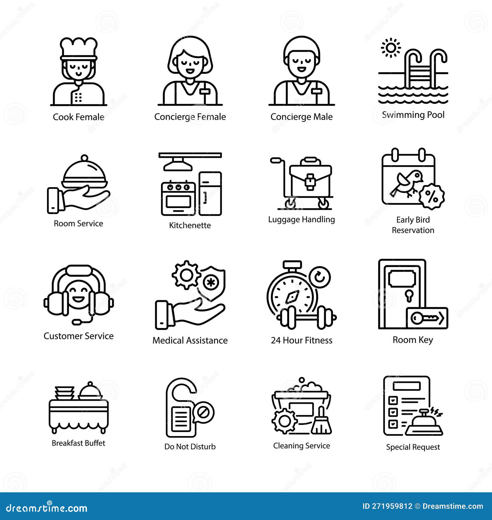 Hospitality Vector Outline Icon Design Illustration. Hospitality Symbol ...
