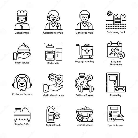 Hospitality Vector Outline Icon Design Illustration. Hospitality Symbol ...