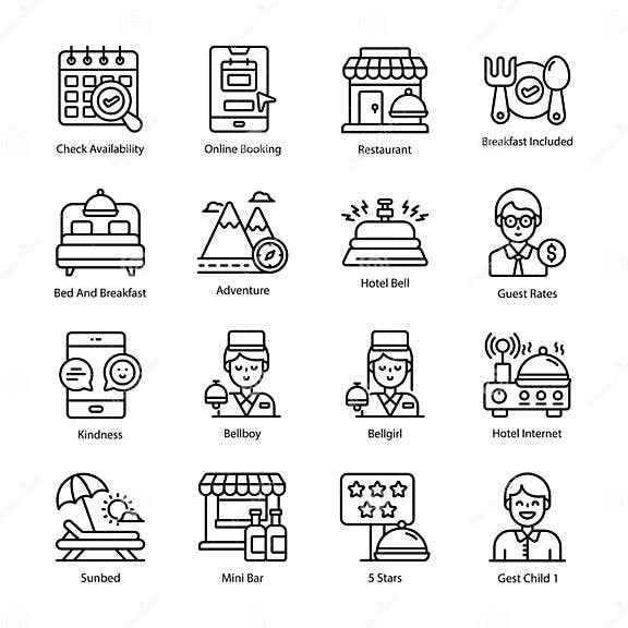 Hospitality Vector Outline Icon Design Illustration. Hospitality Symbol ...