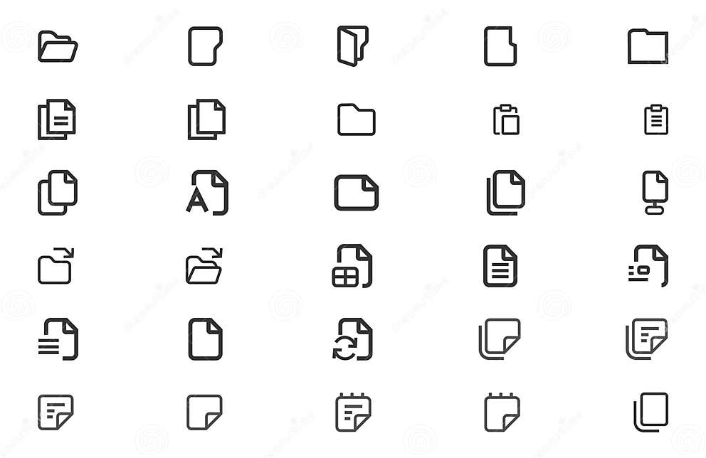 File Icon Set. Document Line Icon Set. Folder Icon Vector Set. Icons Vector Illustration Stock ...
