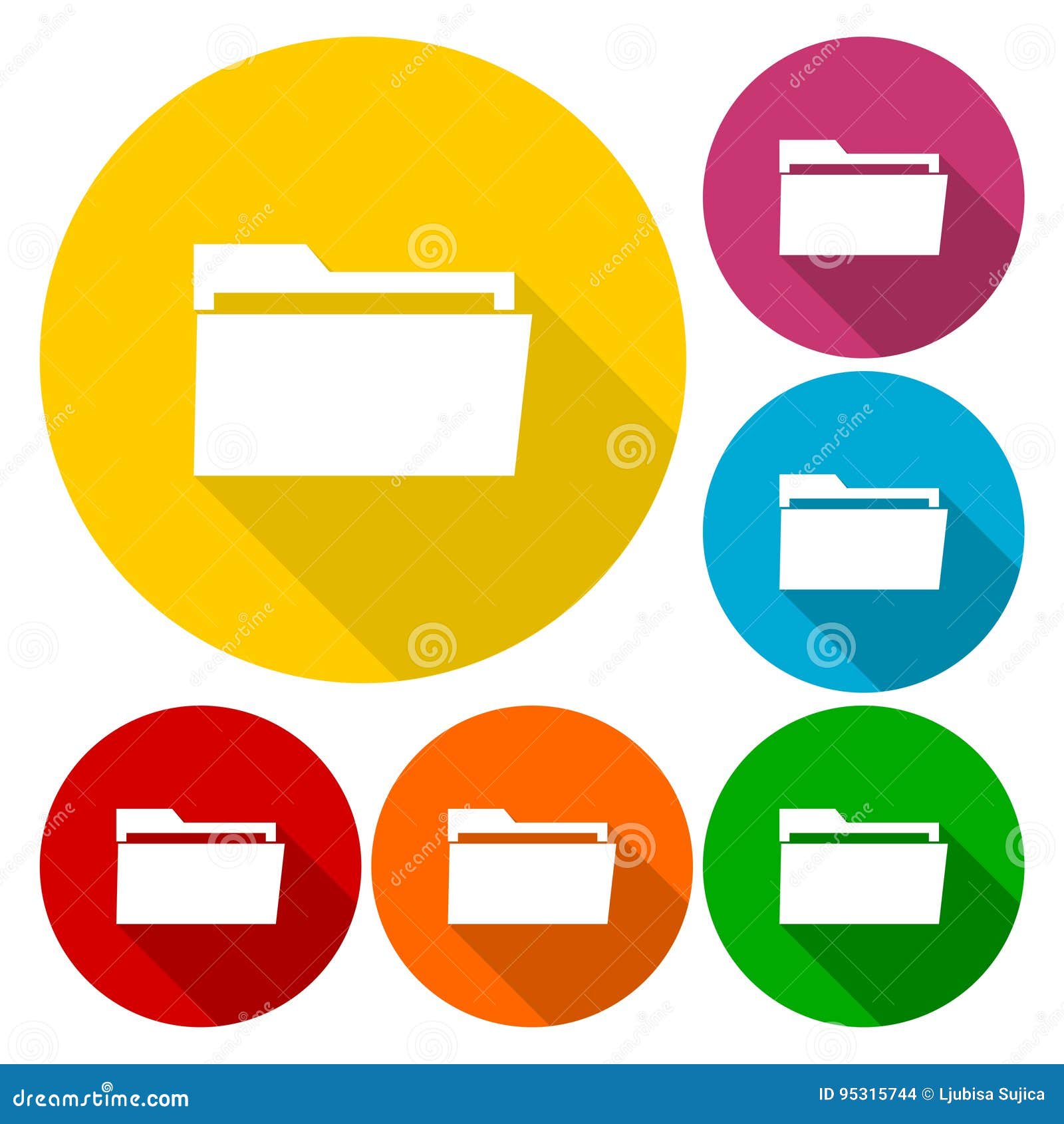 File Icons Set with Long Shadow Stock Vector - Illustration of open ...