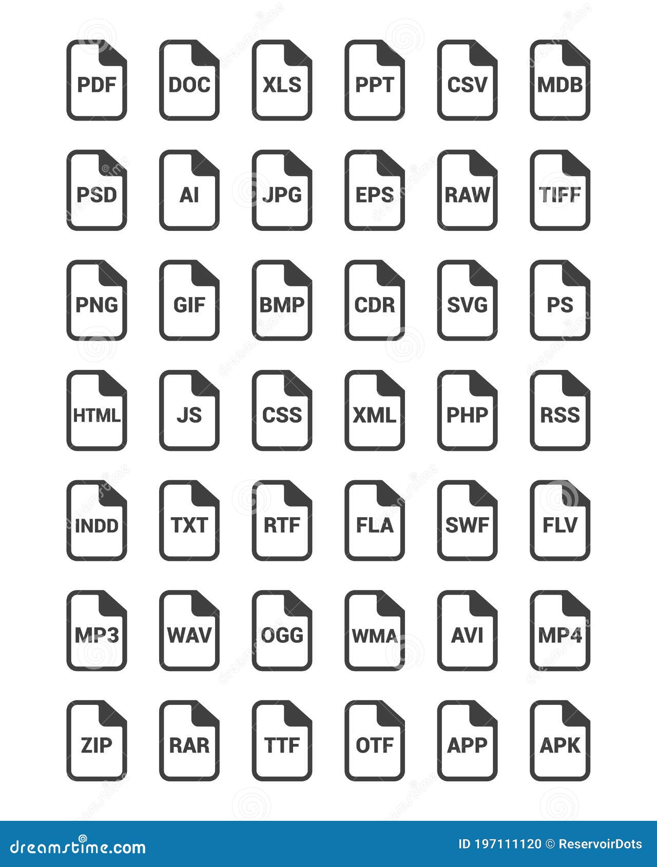 File Icons Vector stock vector. Illustration of spreadsheet - 197111120