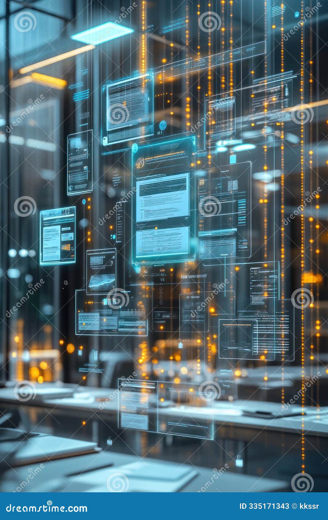 File Integration, Futuristic Virtual Tech Showcasing a Document ...
