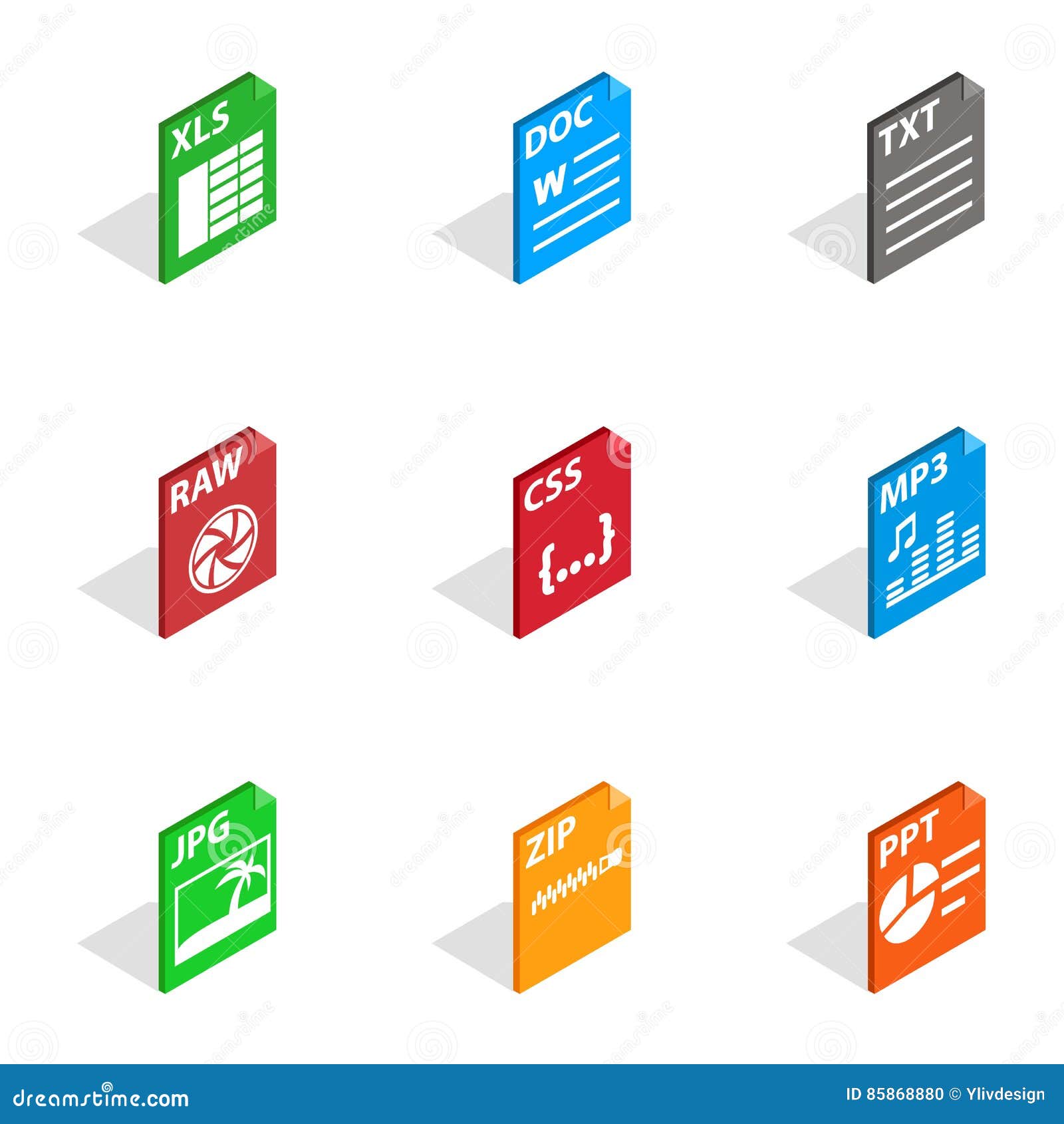 File Label Icons, Isometric 3d Style Stock Vector - Illustration of ...