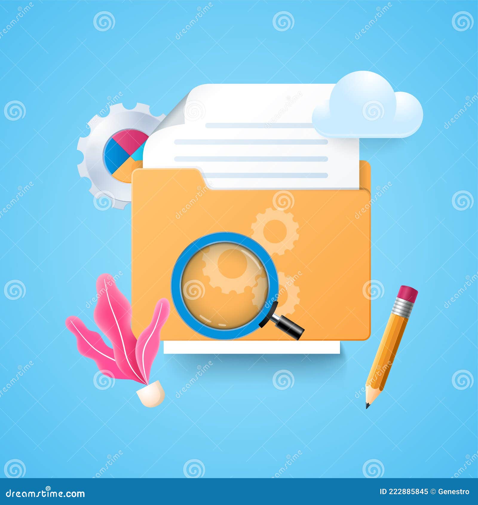 File Management Illustration in 3D Style Stock Vector - Illustration of ...