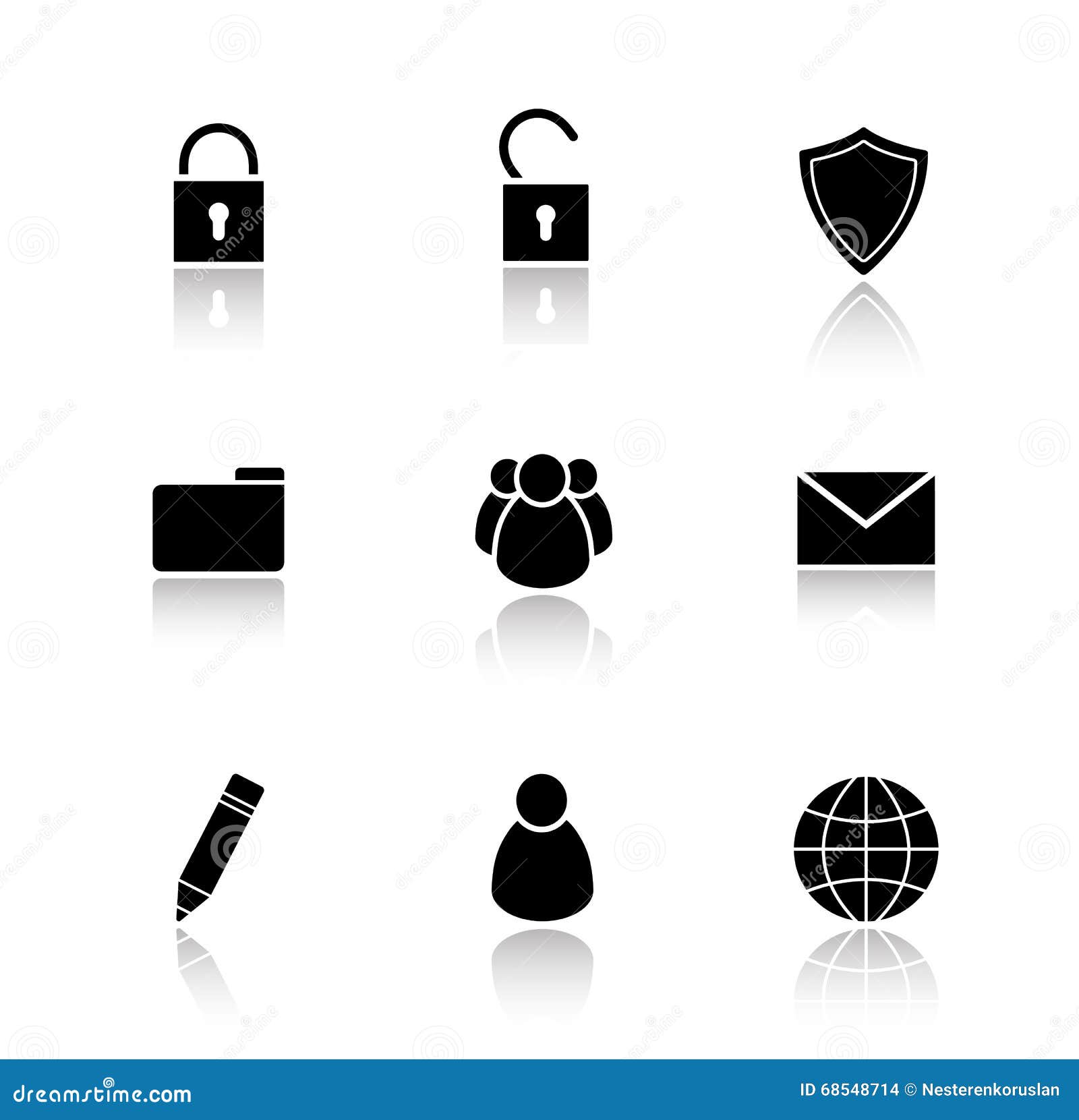 File Manager Drop Shadow Icons Set Stock Vector - Illustration of ...