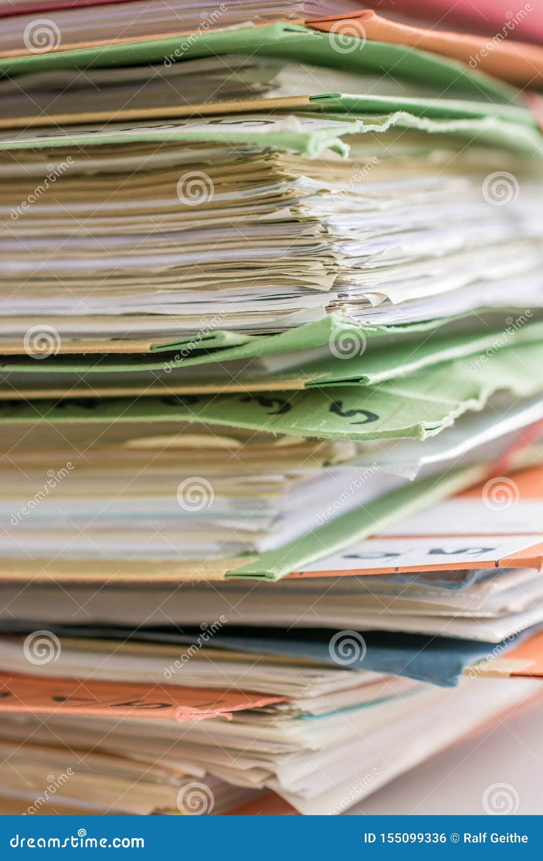 File Mountains on a Desk in the Office As a Symbol of Much Work Stock ...