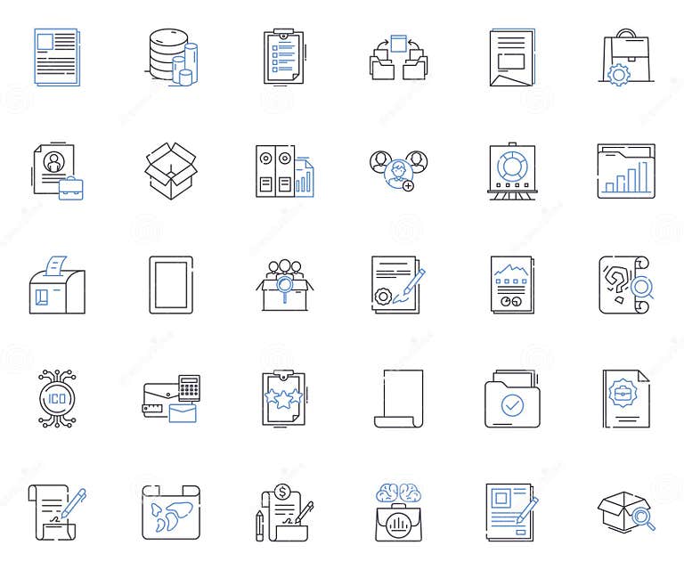File Organization Line Icons Collection Categorization Arrangement Clutter Sorting