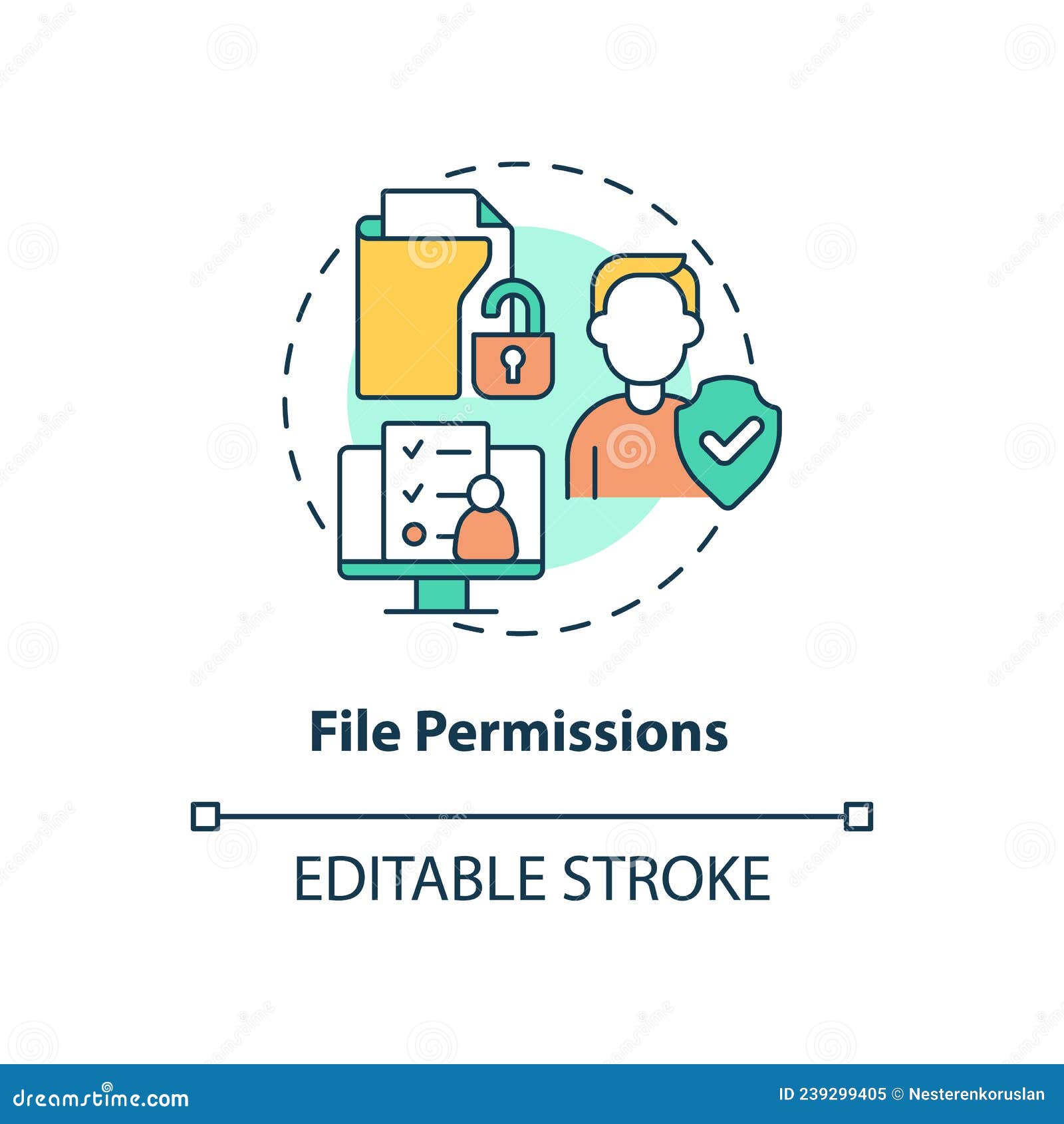 File Permissions Concept Icon Stock Vector - Illustration of storage ...
