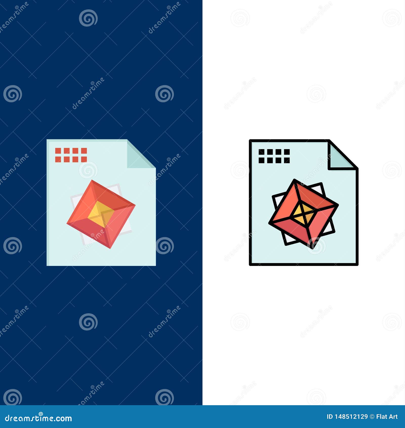 File, Processing, 3d, Design Icons. Flat and Line Filled Icon Set ...