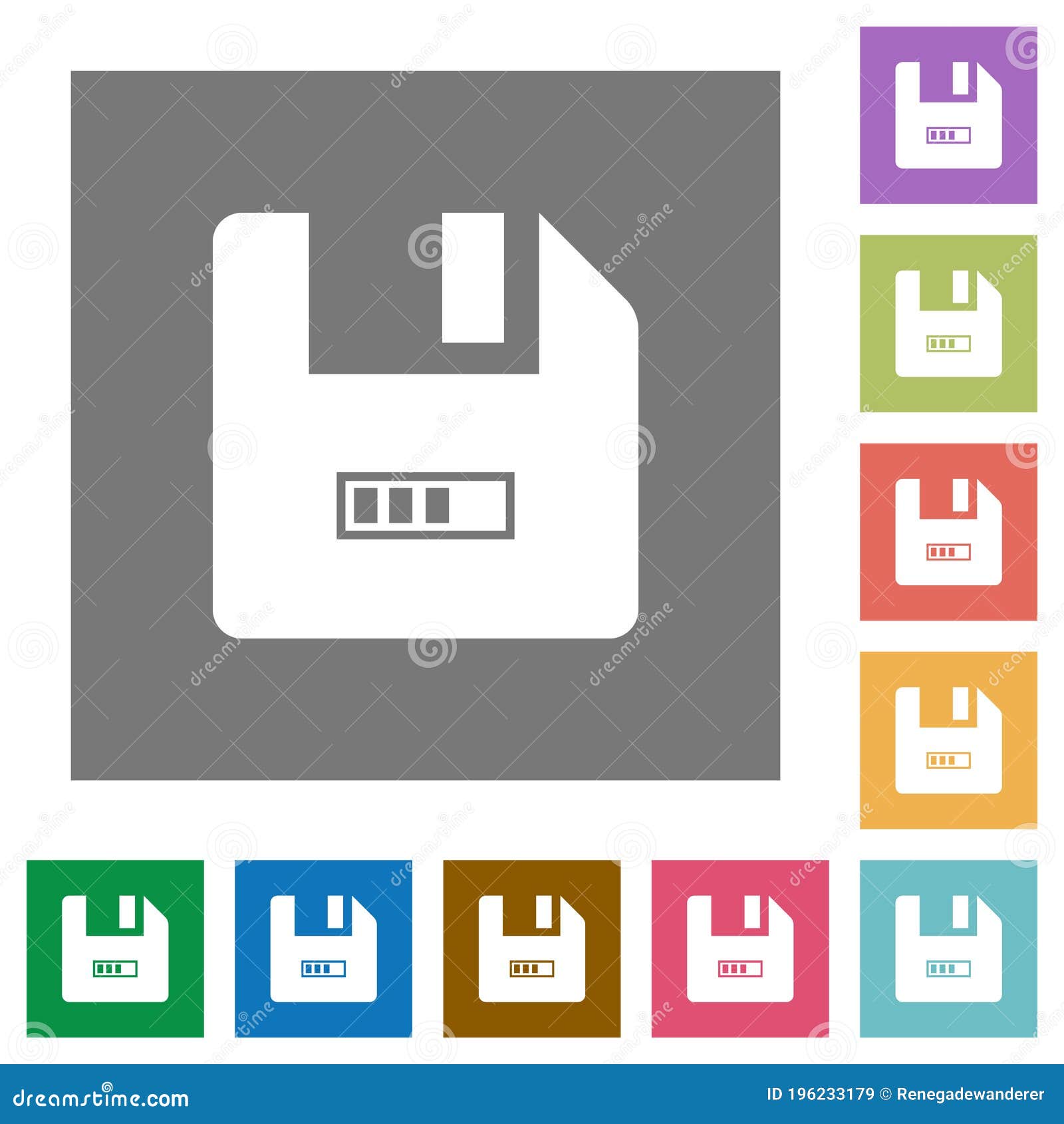 File Progressing Square Flat Icons Stock Vector - Illustration of media ...