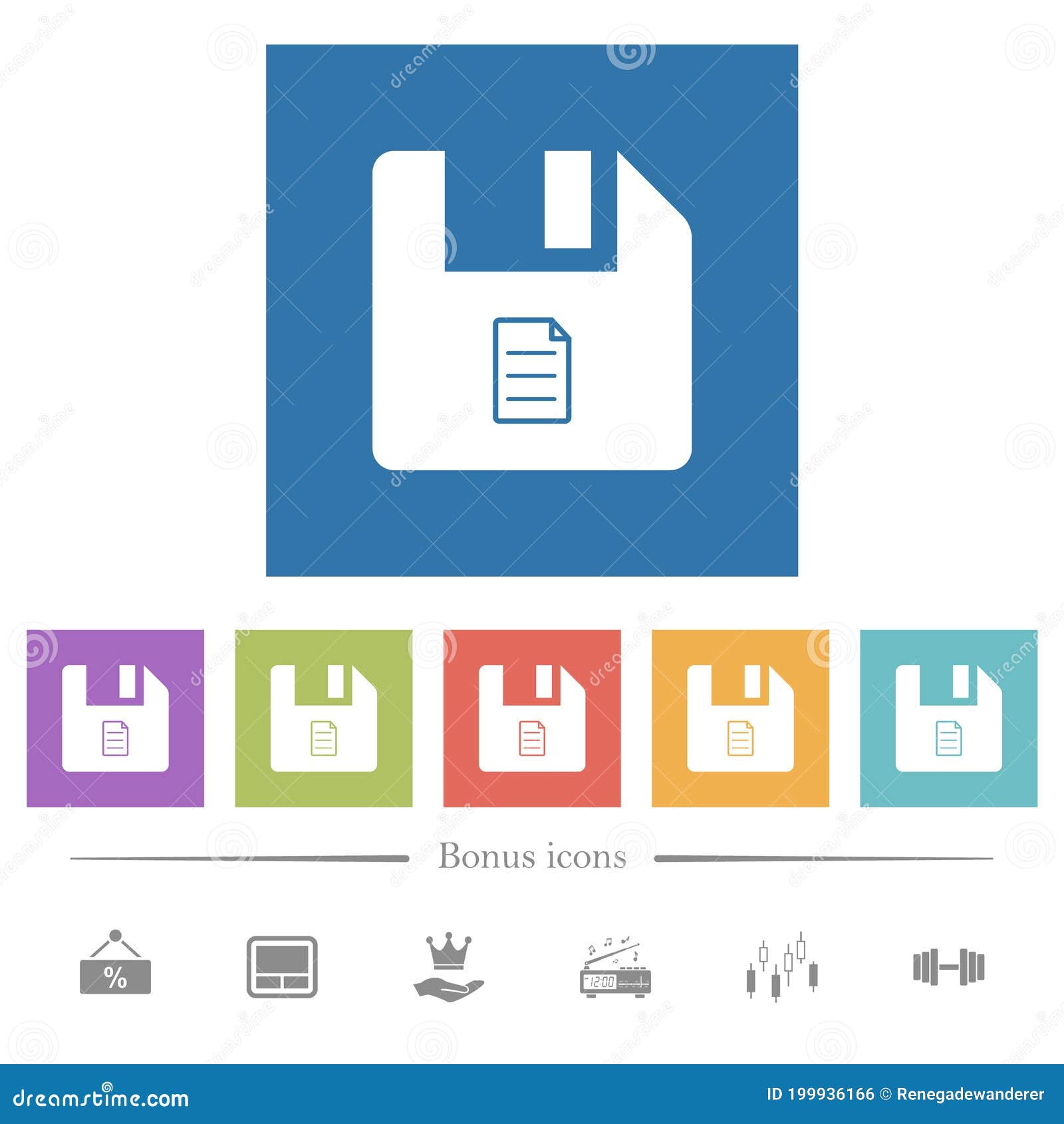 File Properties Flat White Icons in Square Backgrounds Stock Vector ...