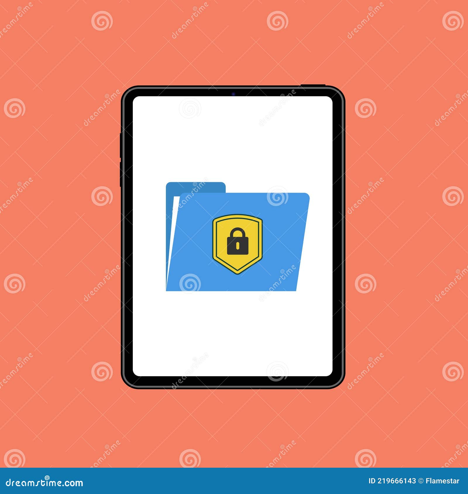 File Protection Concept with Tablet. Vector Illustration Stock Vector ...