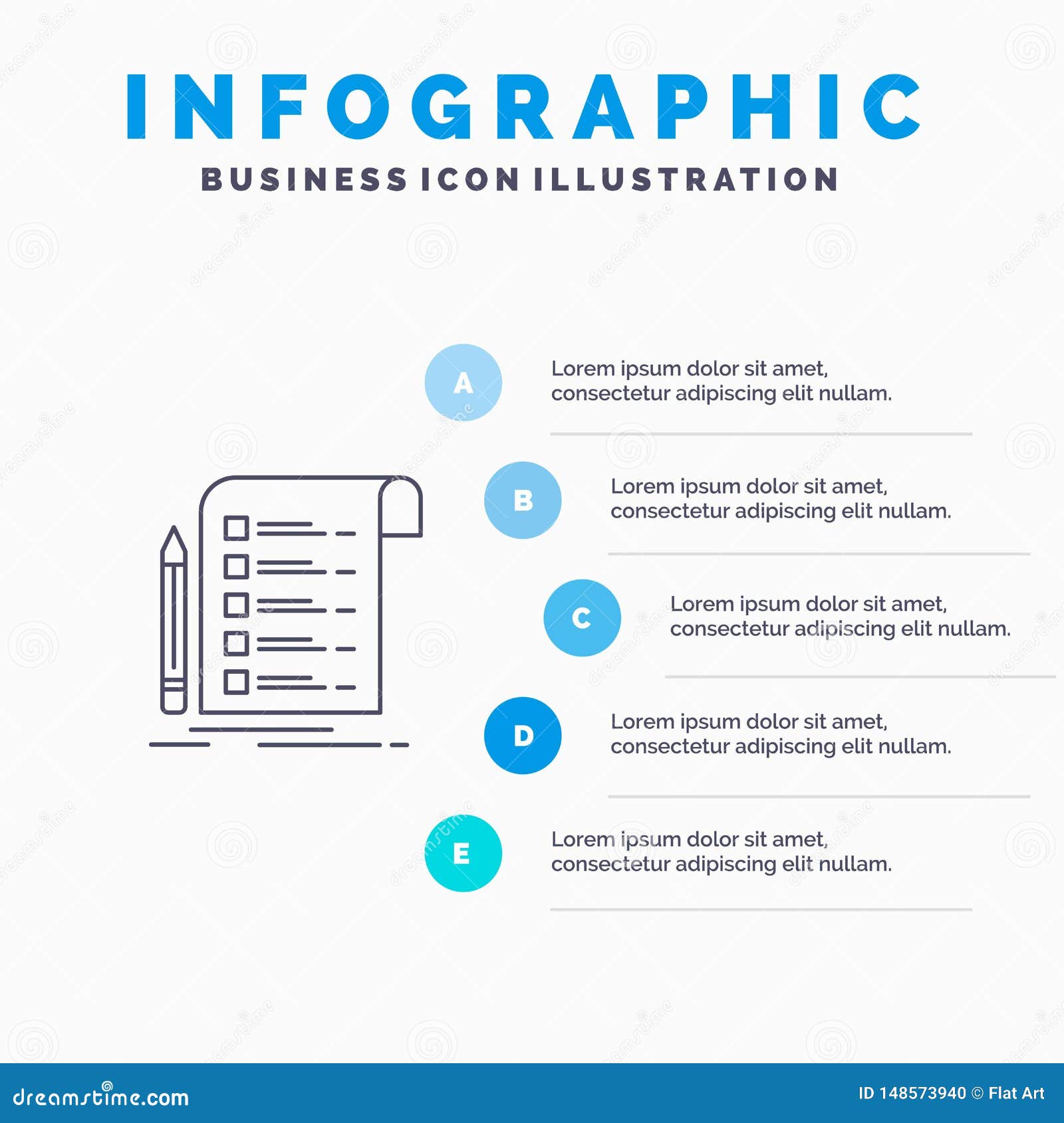 File, Report, Invoice, Card, Checklist Line Icon With 5 Steps ...