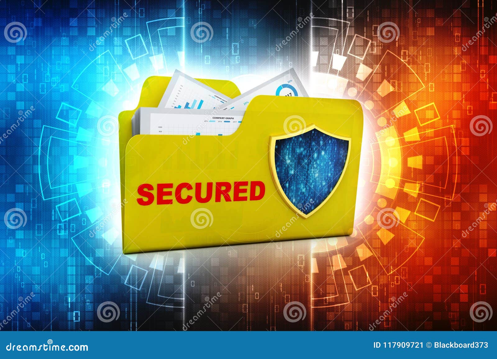 File Security Concept. 3d Render Stock Illustration - Illustration of ...
