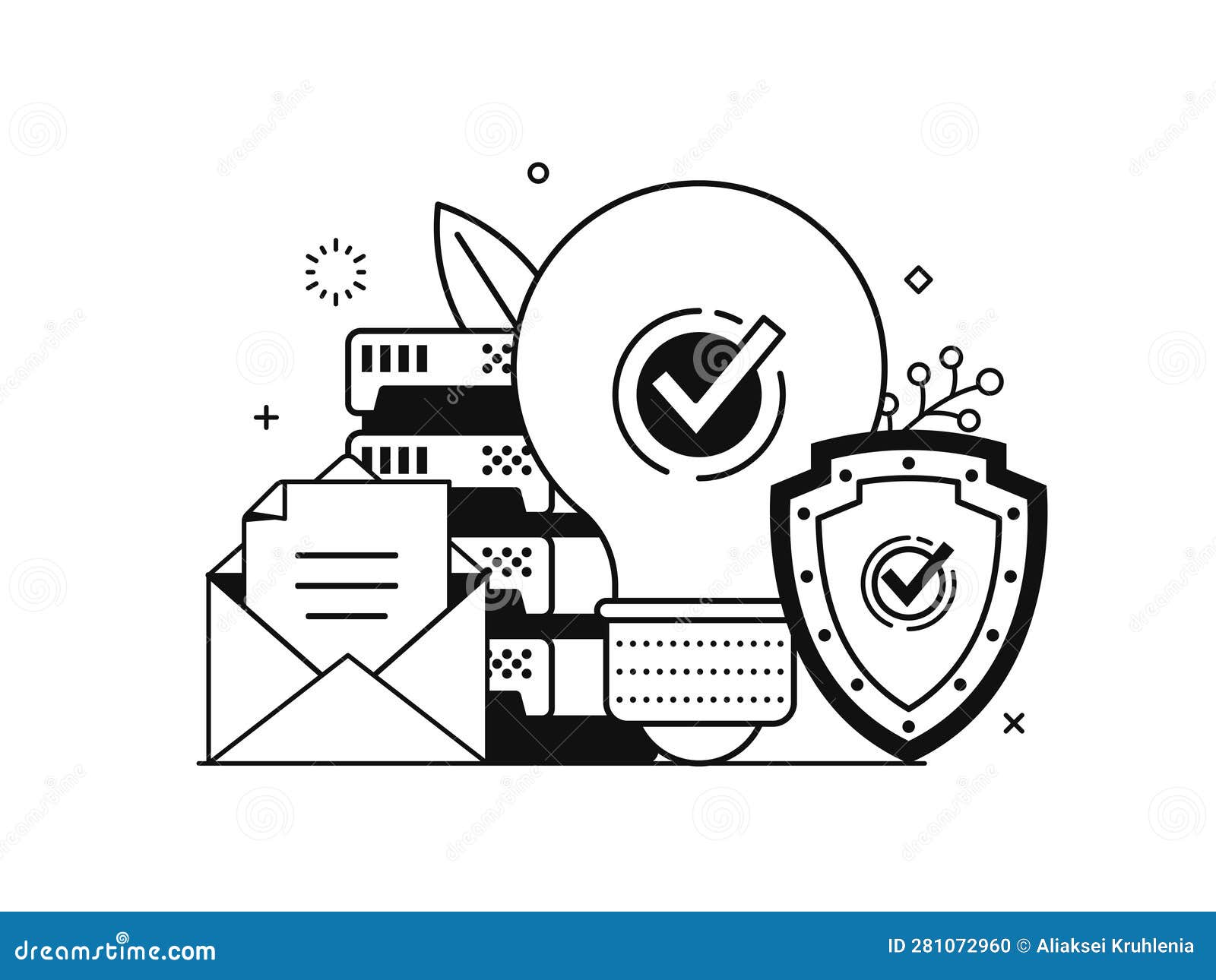 File Security and Firewall Protection Line Scene Stock Vector ...