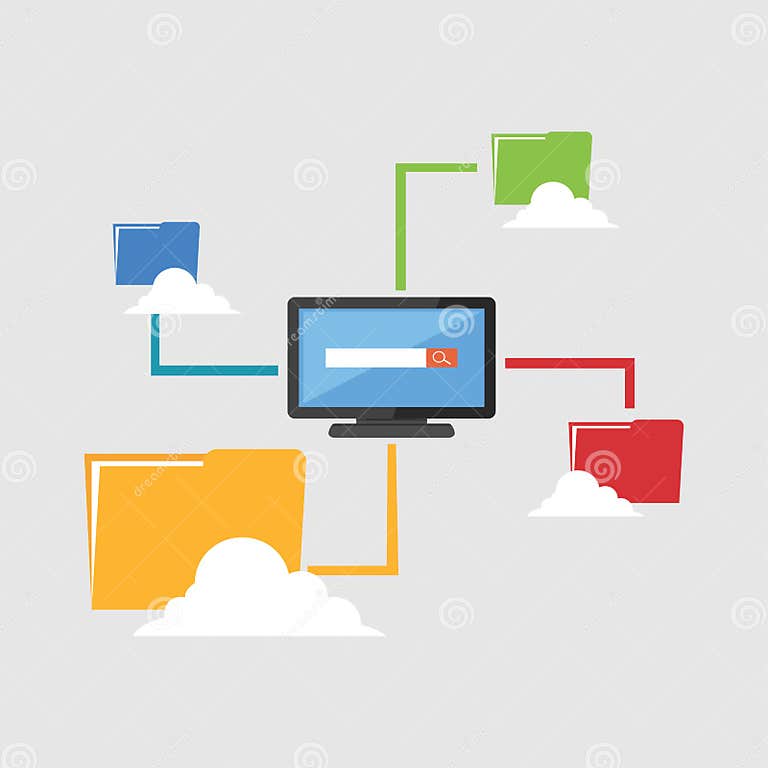 File Sharing. Cloud Storage Management Stock Vector - Illustration of ...