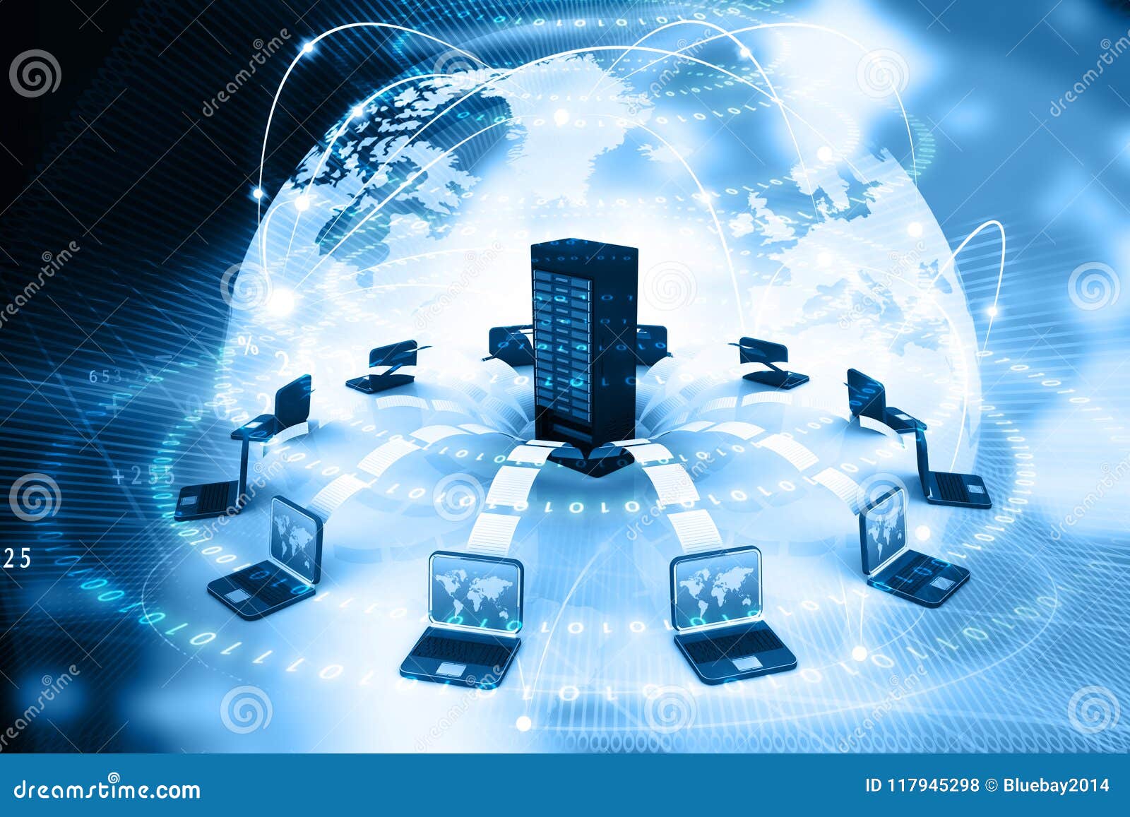 Data transferring stock illustration. Illustration of laptop - 117945298