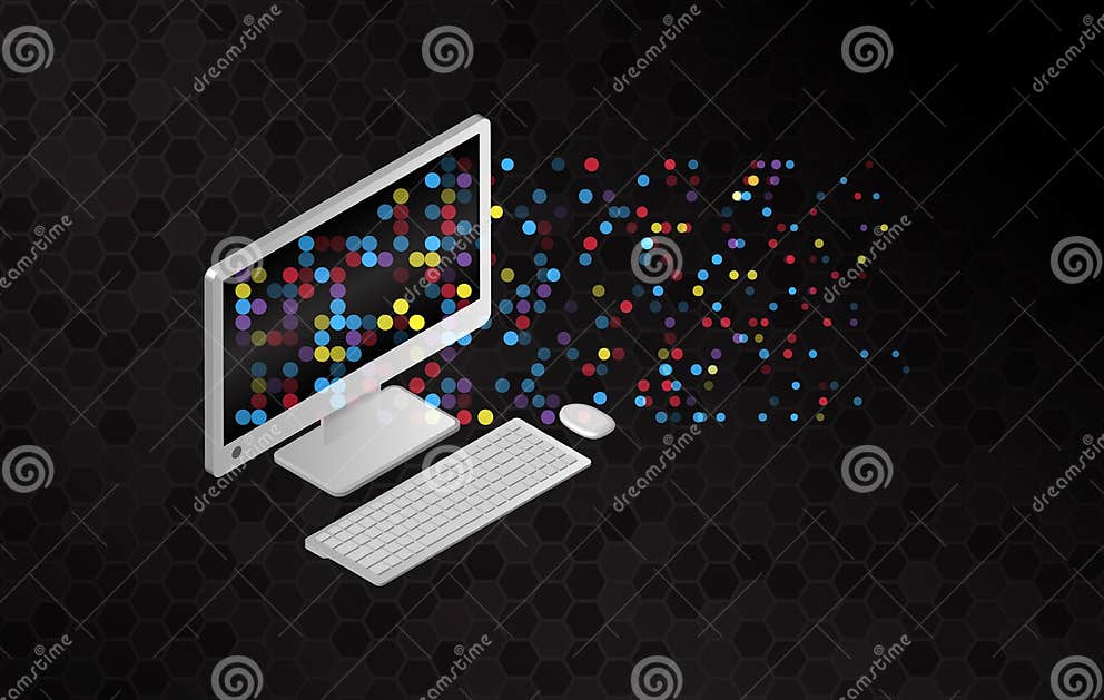 File Sharing Concepts. Isometric Design Elements on the Black ...