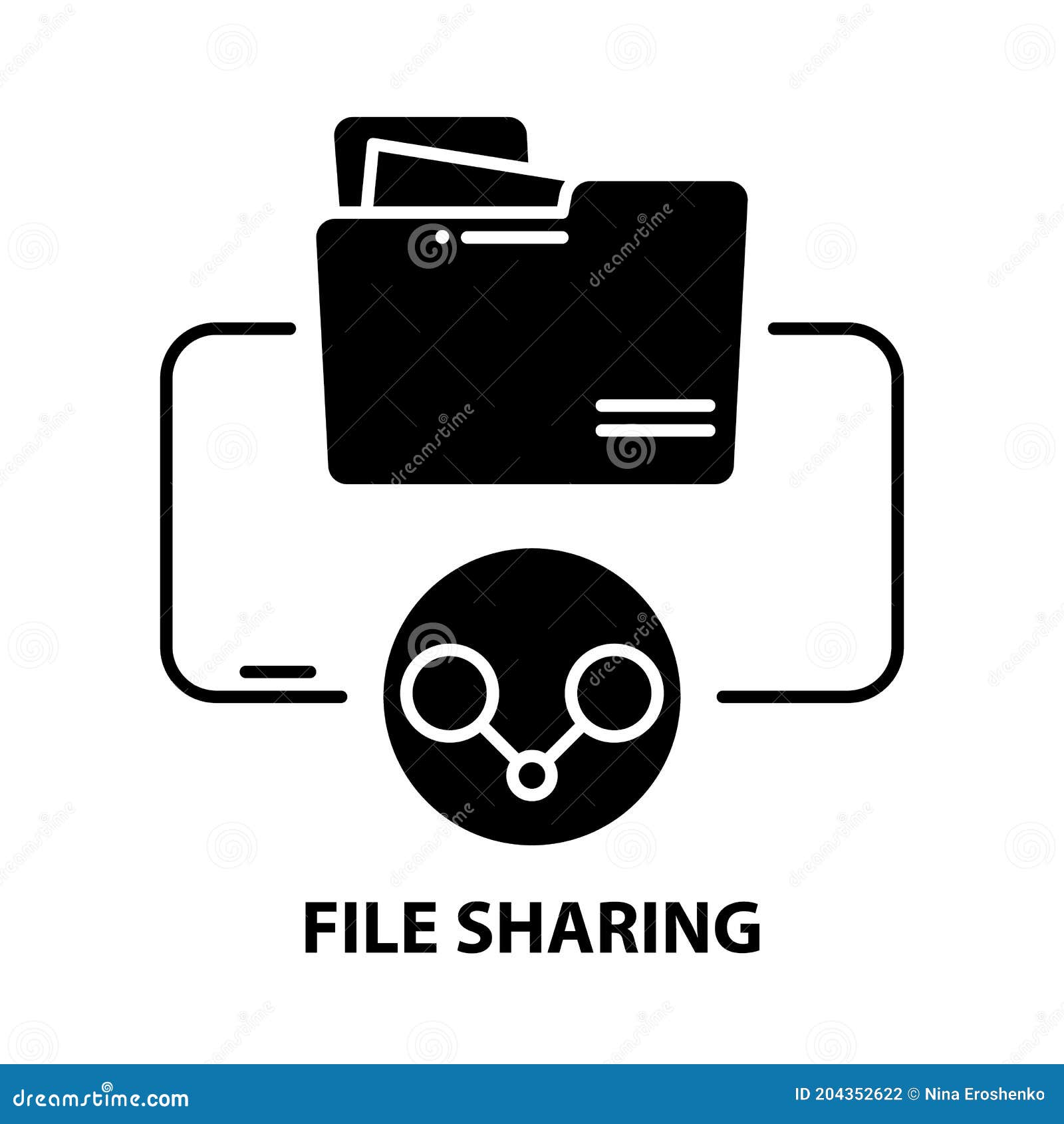 File Sharing Icon, Black Vector Sign with Editable Strokes, Concept ...