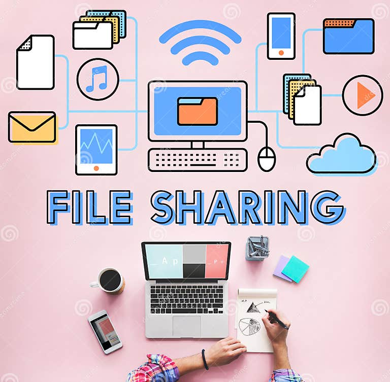 File Sharing Internet Technology Social Storage Concept Stock Photo ...