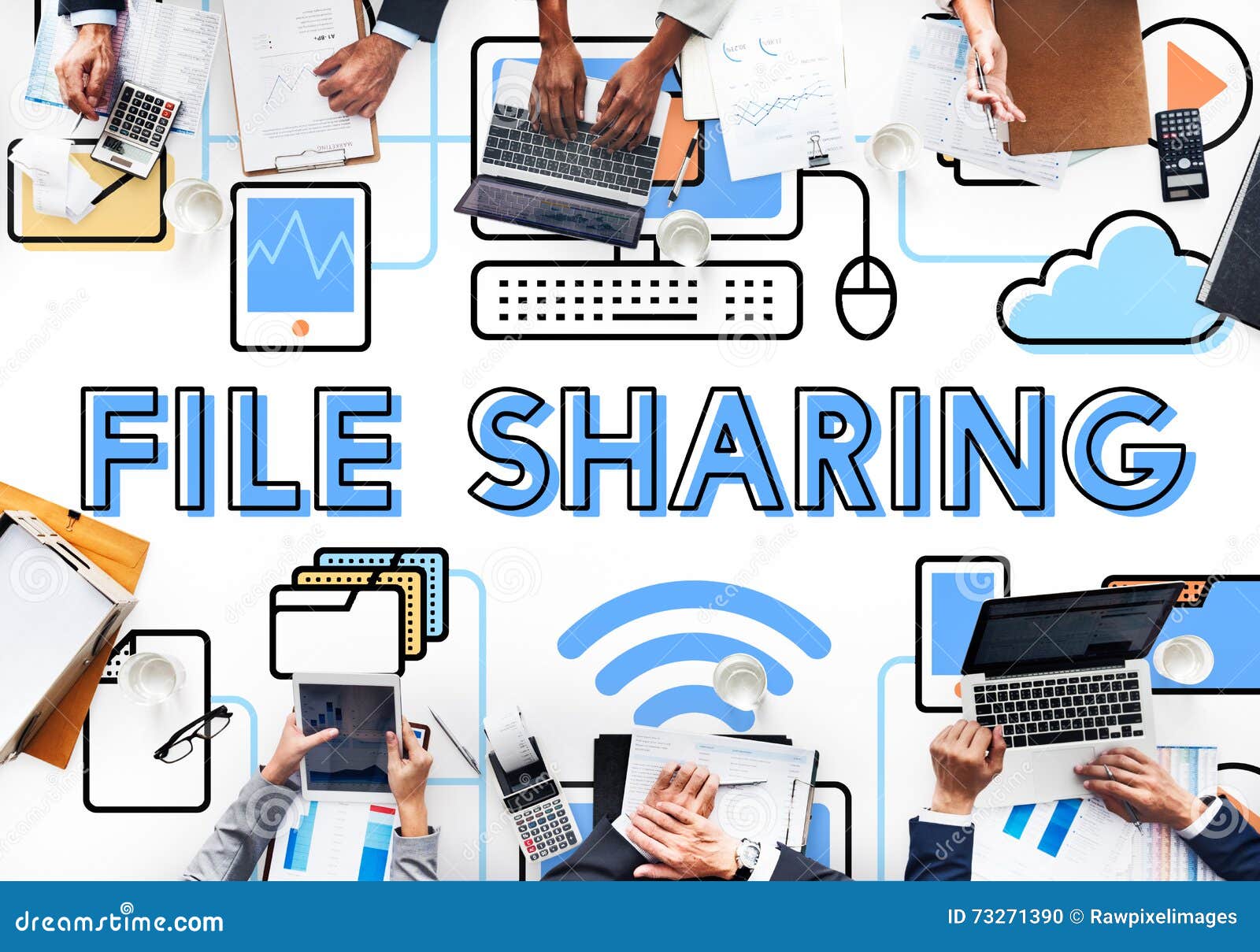 File Sharing Internet Technology Social Storage Concept Stock Photo ...