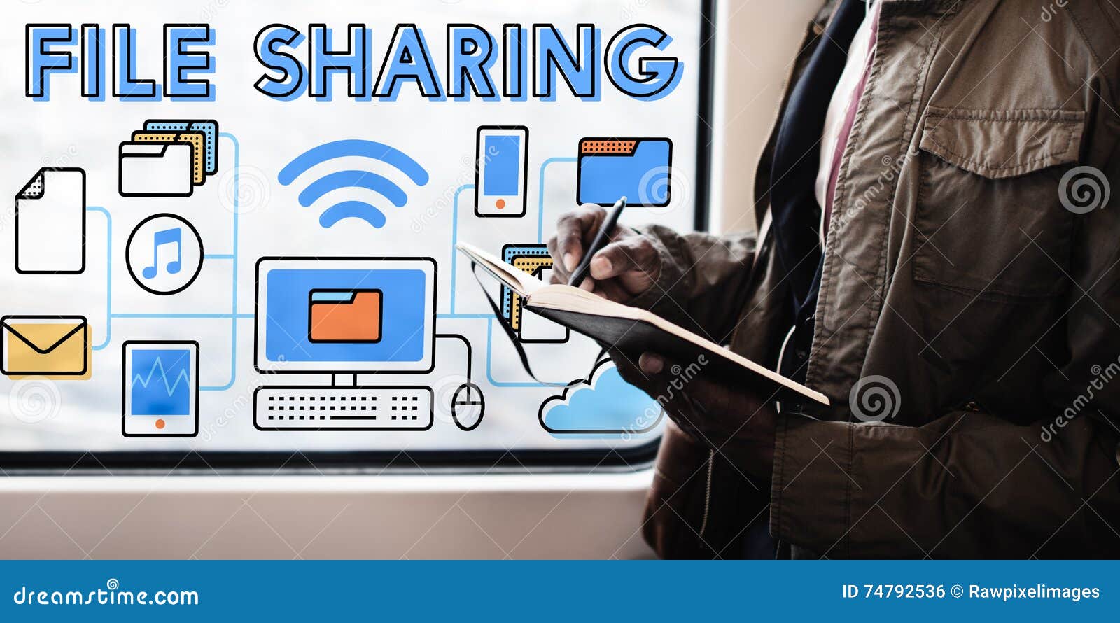 File Sharing Internet Technology Social Storage Concept Stock Photo ...
