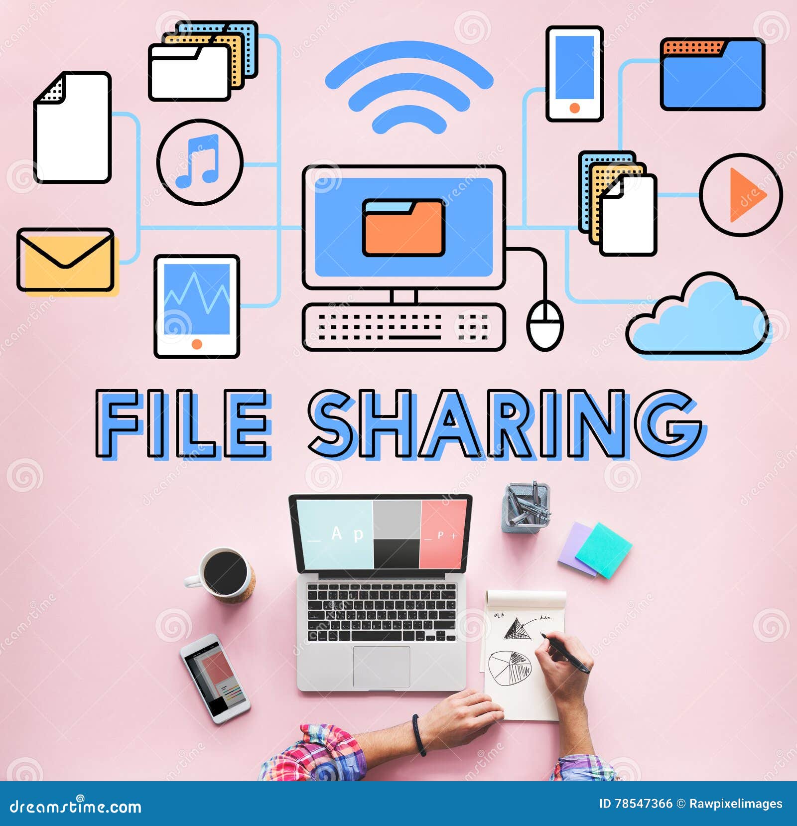 File Sharing Internet Technology Social Storage Concept Stock Photo ...