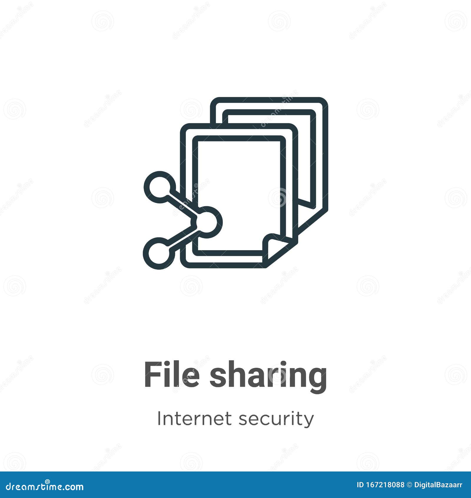 File Sharing Outline Vector Icon. Thin Line Black File Sharing Icon ...