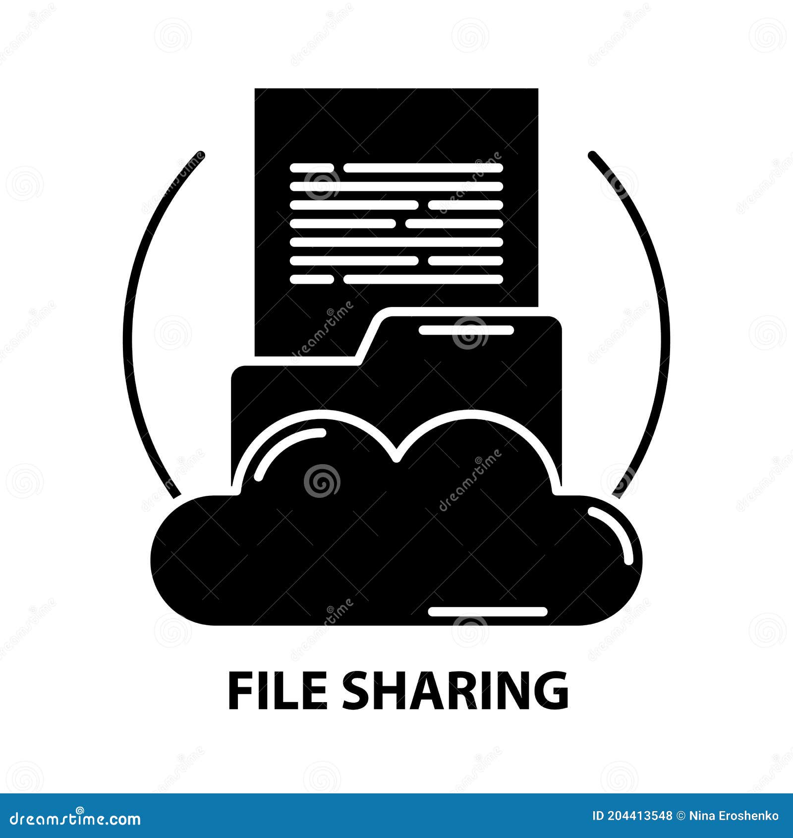 File Sharing Symbol Icon, Black Vector Sign with Editable Strokes ...