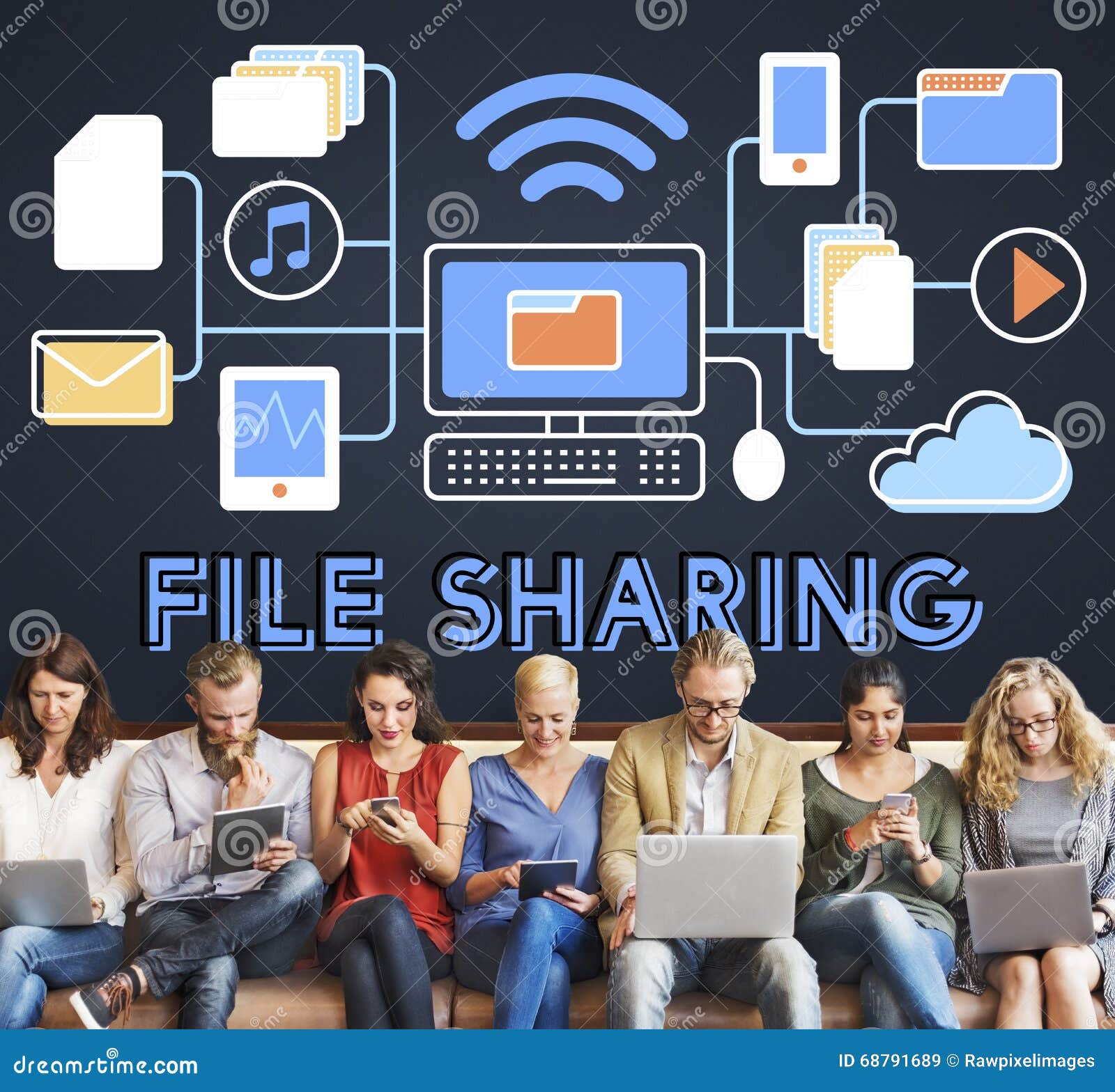 File Sharing Technology Data Transfer Concept Stock Image - Image of ...