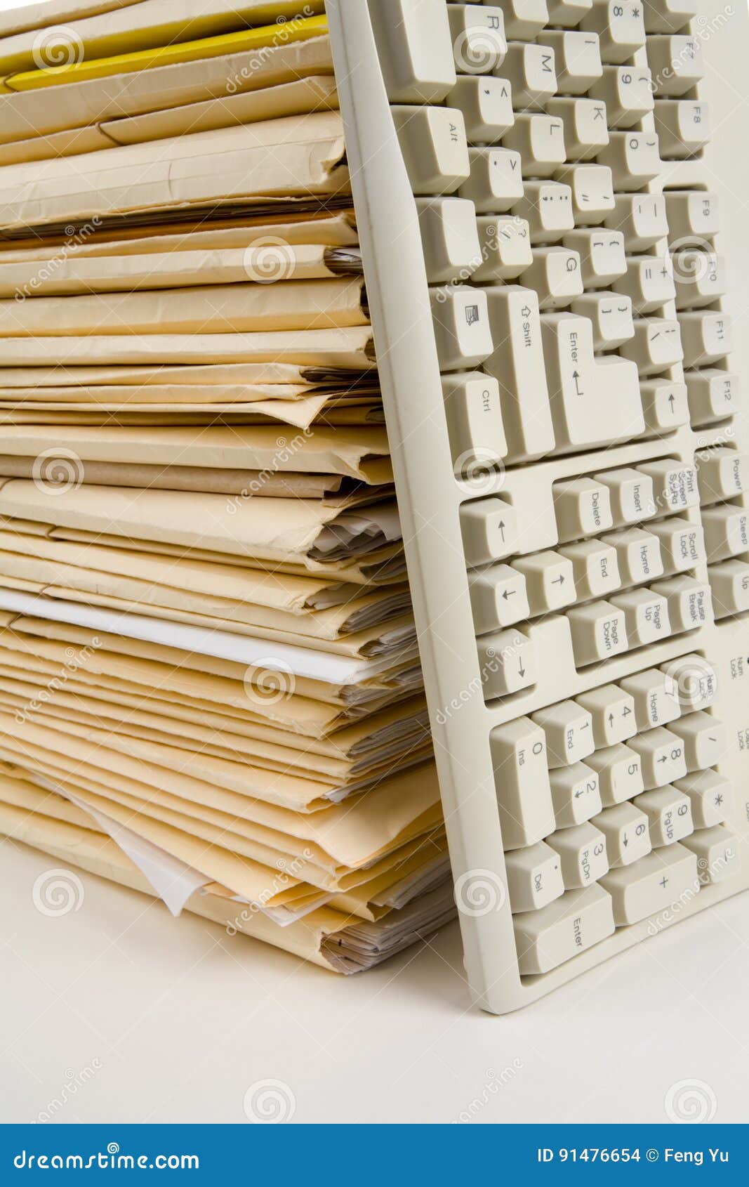 File Stack and Computer Keyboard Stock Photo - Image of digital, busy ...
