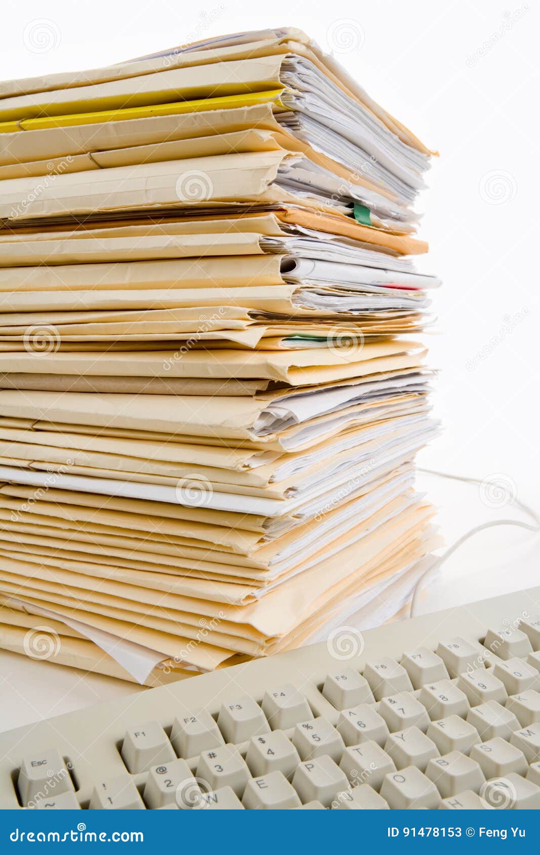 File Stack and Computer Keyboard Stock Image - Image of keyboard ...