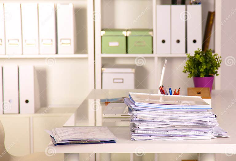 File Stack, File Folder with White Background Stock Image - Image of ...